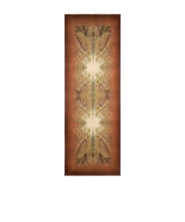Etro Wool Scarf With Faded Print And Paisley Motif - Brown
