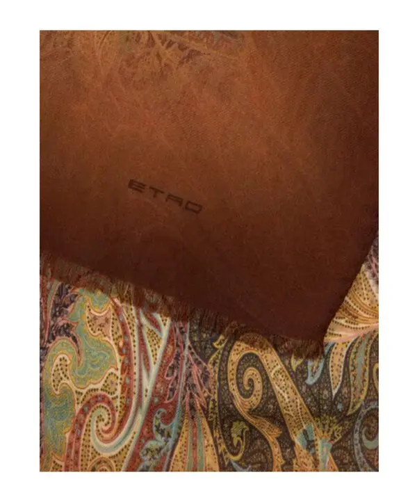 Etro Wool Scarf With Faded Print And Paisley Motif