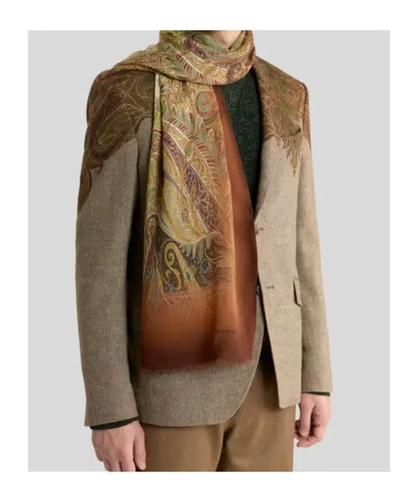Etro Wool Scarf With Faded Print And Paisley Motif