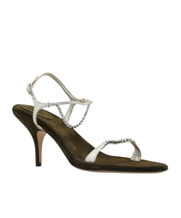 Chloé Zia Crystal-embellished Metallic-effect Sandals