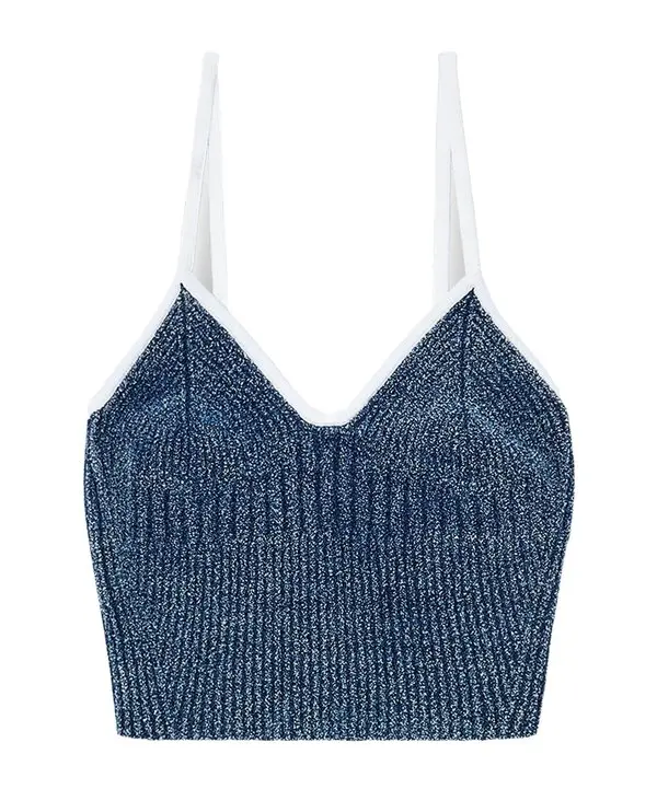 DIESEL® M-estere Bouclé-knit Cropped Top - Blue/white
