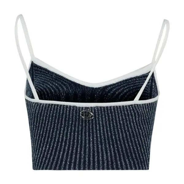 DIESEL® M-estere Bouclé-knit Cropped Top - Blue/white