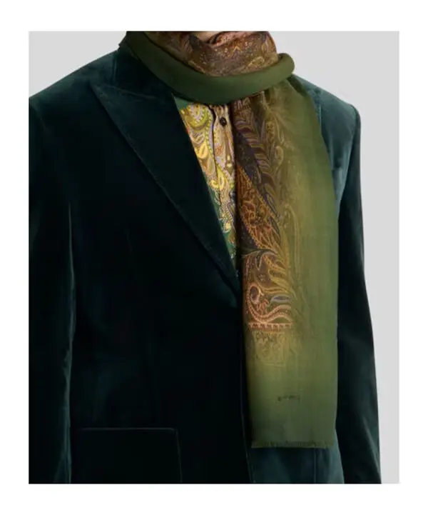 Etro Wool Scarf With Gradient Print And Paisley Motif
