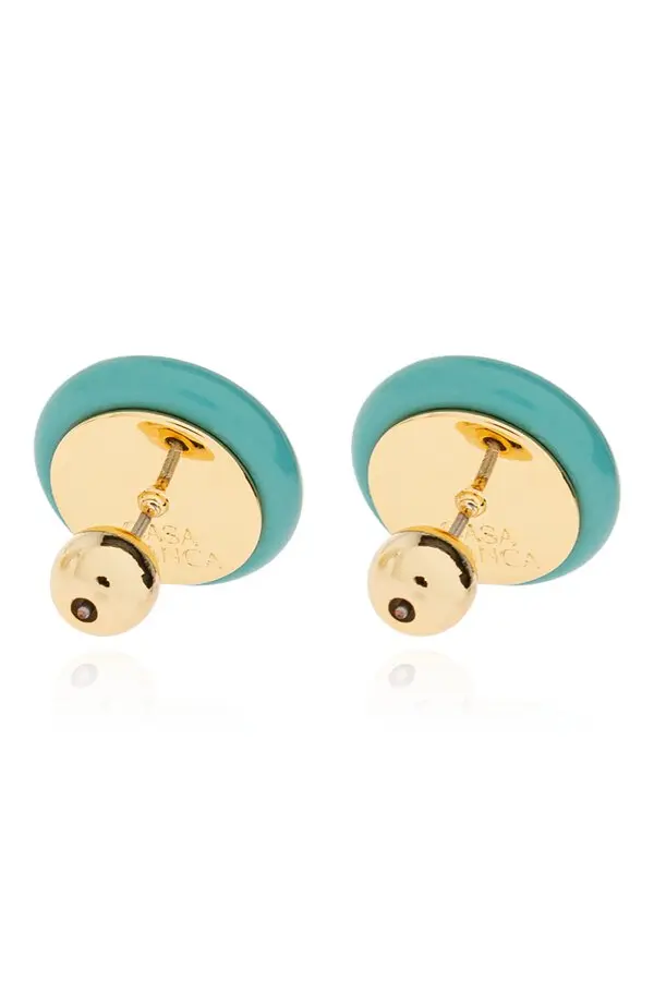 Casablanca Round Turquoise And Pearl Stud Earrings