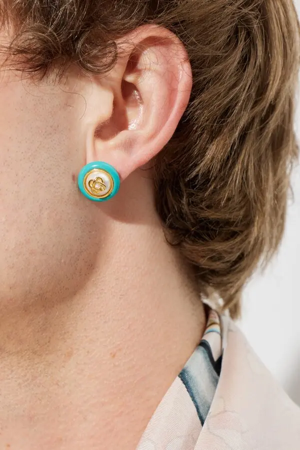 Casablanca Round Turquoise And Pearl Stud Earrings