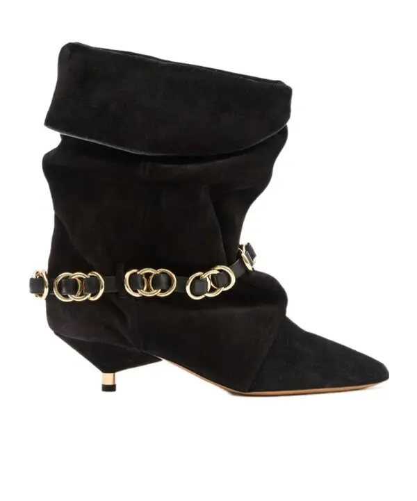 Isabel Marant Étoile Suede Chain-detail Ankle Boots - Black