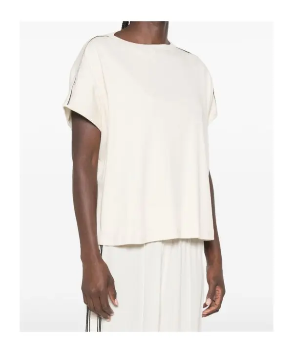 Fabiana Filippi Side Stripe Short Sleeve T-shirt - White