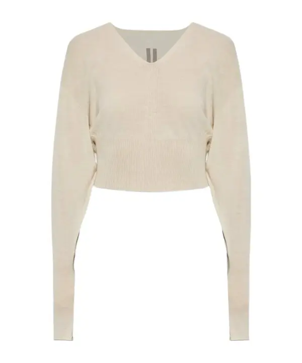 Rick Owens Cropped V-neck Knitted Jumper