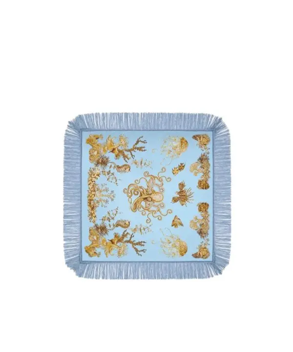 La DoubleJ Reversible Fringe Foulard 90 - Blue