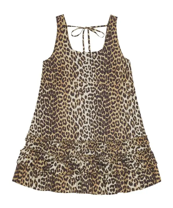 GANNI Leopard Print Dress - Nude