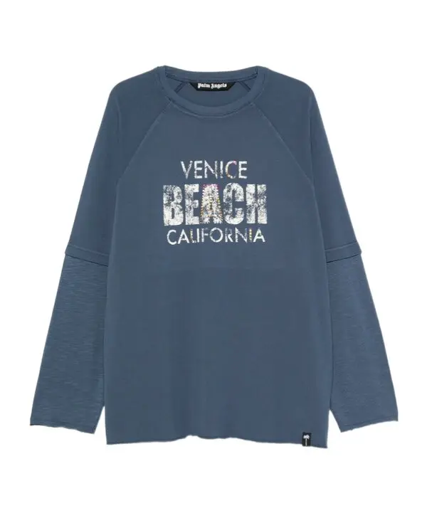 Palm Angels Slogan-print Raglan-sleeve T-shirt - Blue