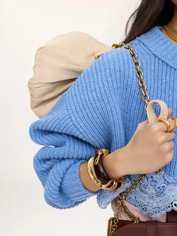 Chloé Cropped Lace-trim Knitted Sweater