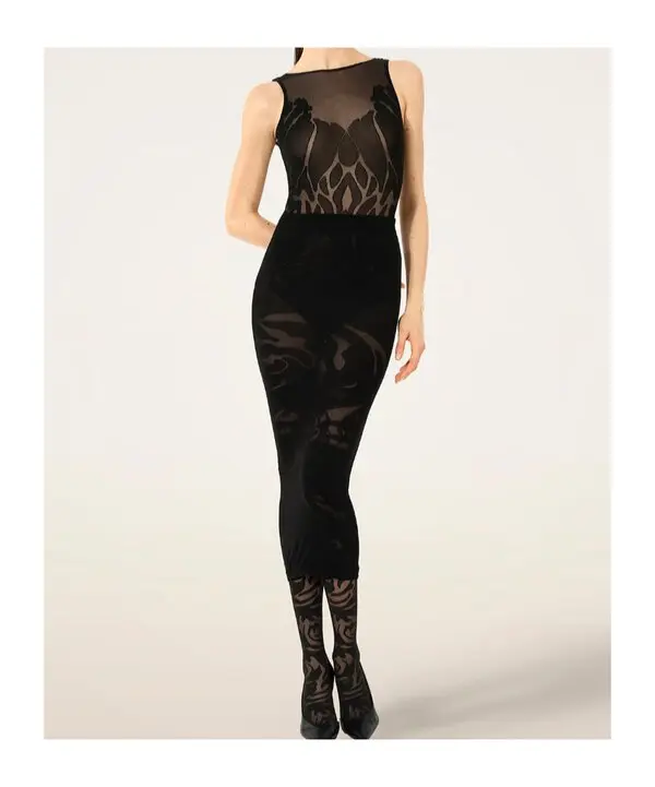 Wolford Rose Shadow Fitted Midi Skirt