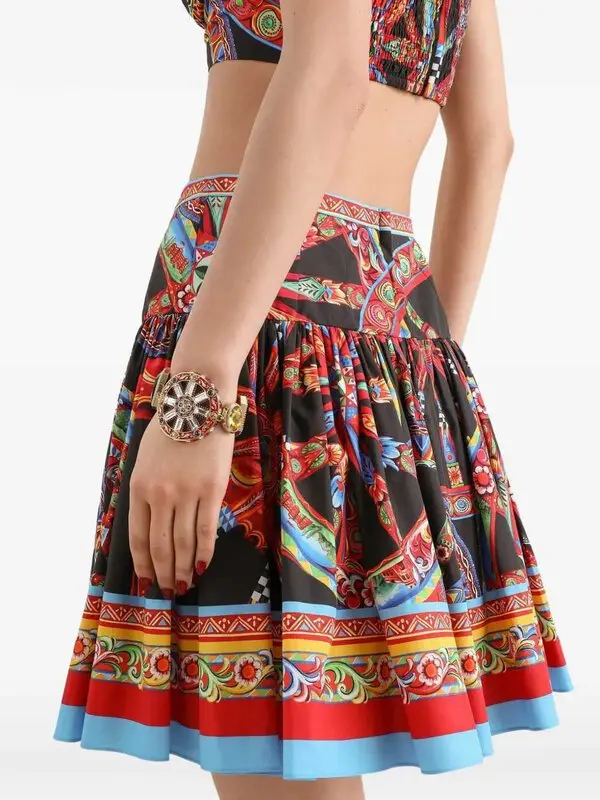 Dolce & Gabbana Carretto-print Poplin Mini Skirt