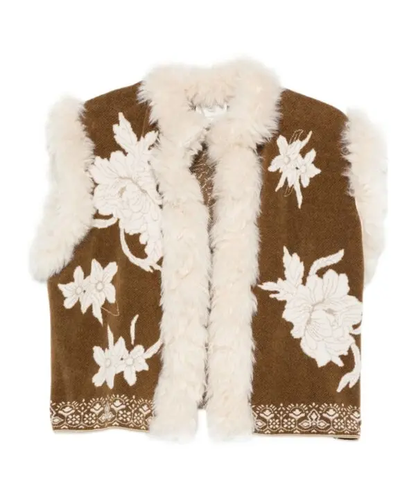 FORTE_FORTE Floral Inlaid Vest