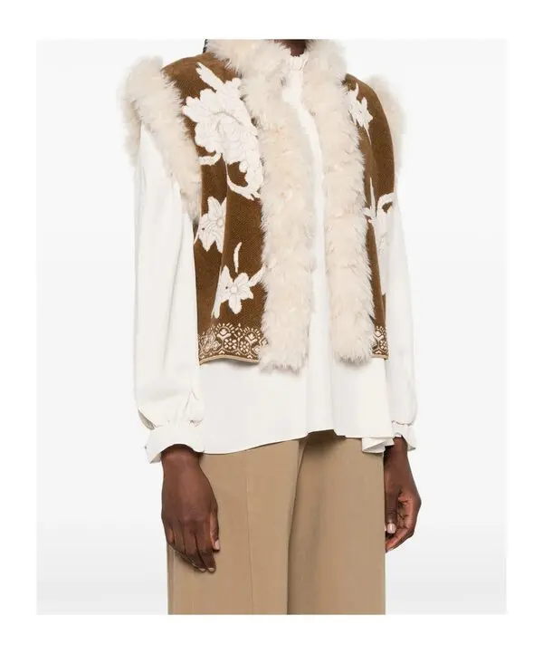 FORTE_FORTE Floral Inlaid Vest