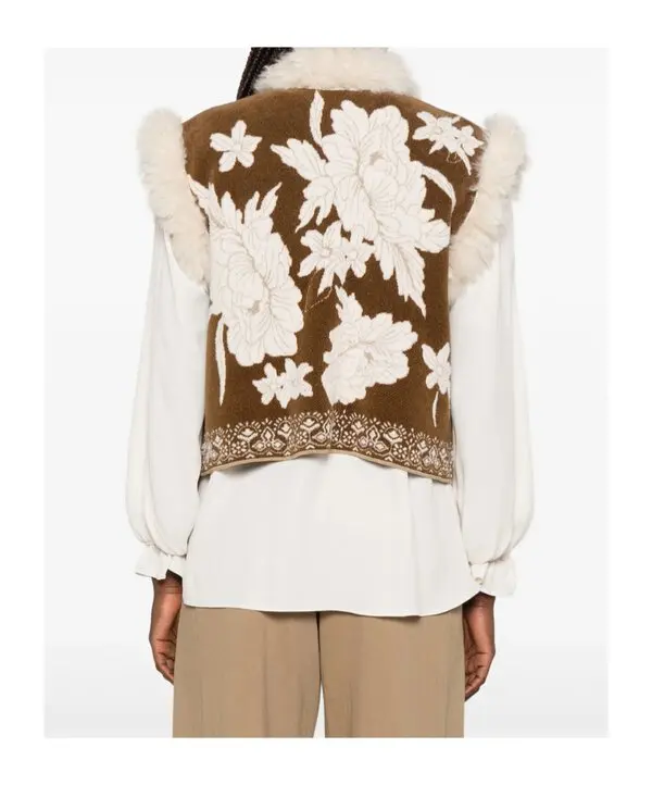 FORTE_FORTE Floral Inlaid Vest