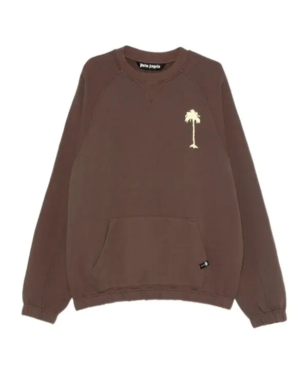 Palm Angels Graphic-print Pouch-pocket Sweater - Brown