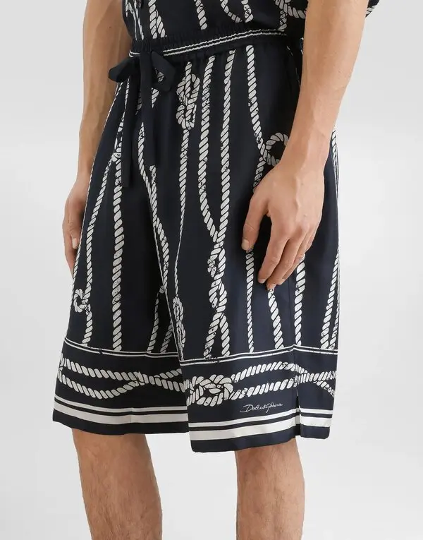 Dolce & Gabbana Printed Silk Twill Bermuda Shorts