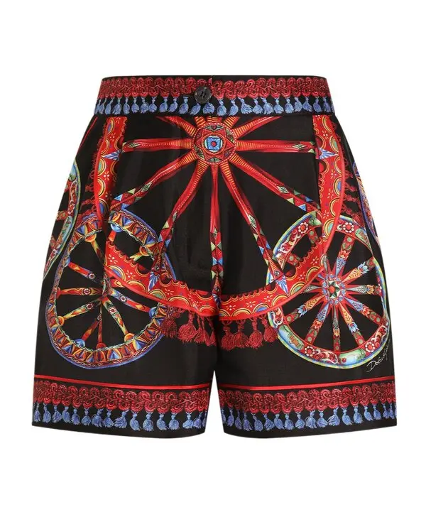 Dolce & Gabbana Carretto-print Silk Vanity Bermuda Shorts
