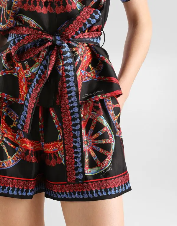 Dolce & Gabbana Carretto-print Silk Vanity Bermuda Shorts