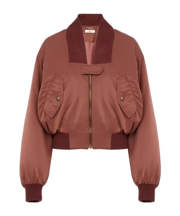 Chloé Bomber Jacket In Nylon - Brown