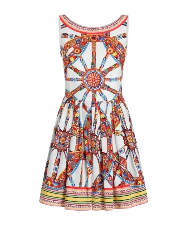 Dolce & Gabbana Carretto-print Poplin Midi Dress - Multicolor