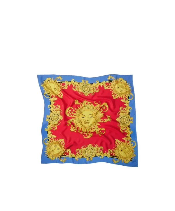 Versace Printed Silk Twill Scarf 90 Cm - Blueprint