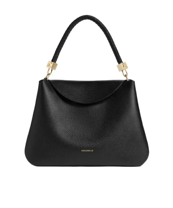 COCCINELLE Tiggy Medium Leather Handheld Or Cross Body Bag With Braided Handle - Black