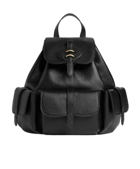COCCINELLE Mavery Pocket Medium Grained Leather Backpack - Black