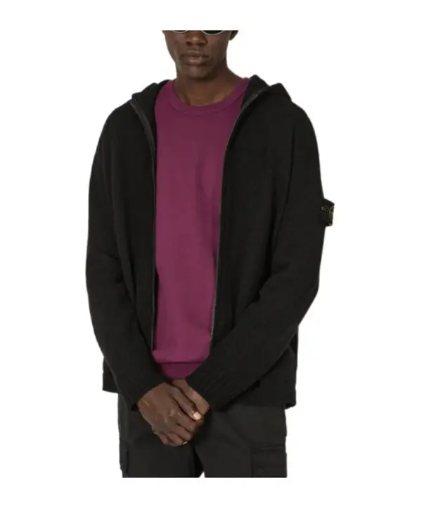 Stone Island Logo Patch Hooded Cardigan