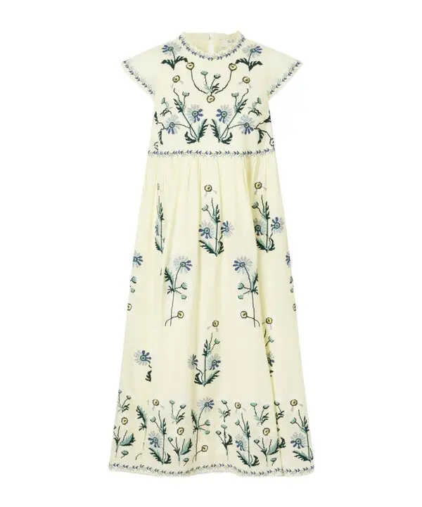Sea Floral Embroidered Dress