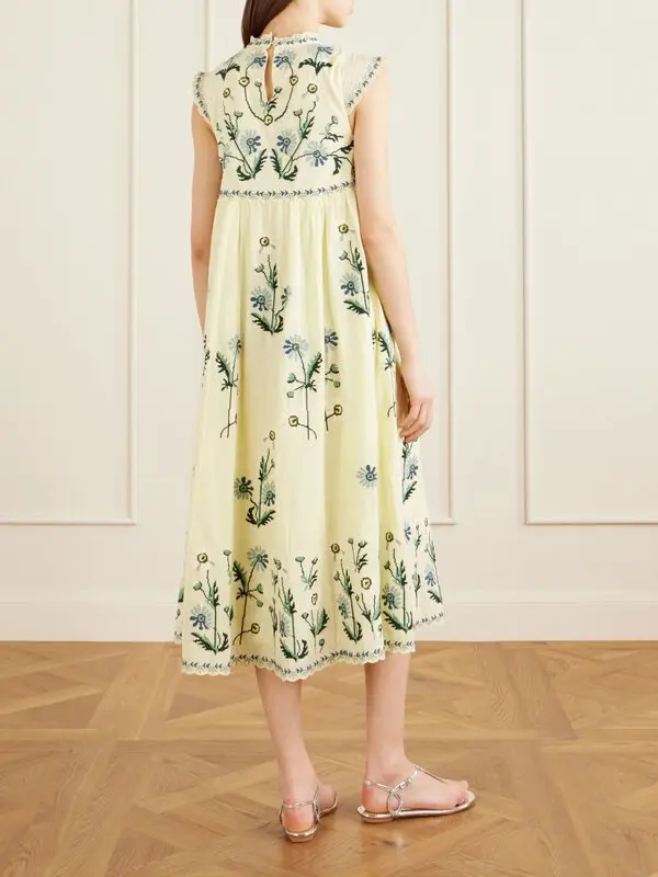 Sea Floral Embroidered Dress