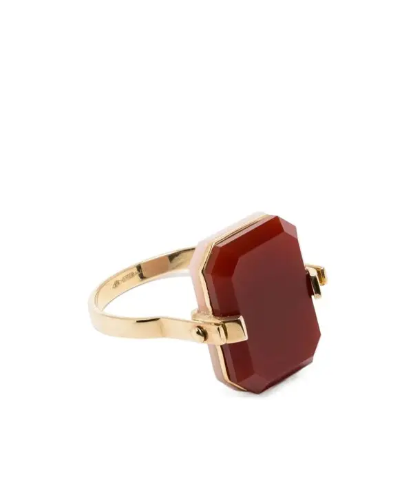 ALIITA 9kt Yellow Gold Deco Sandwich Ring - Red