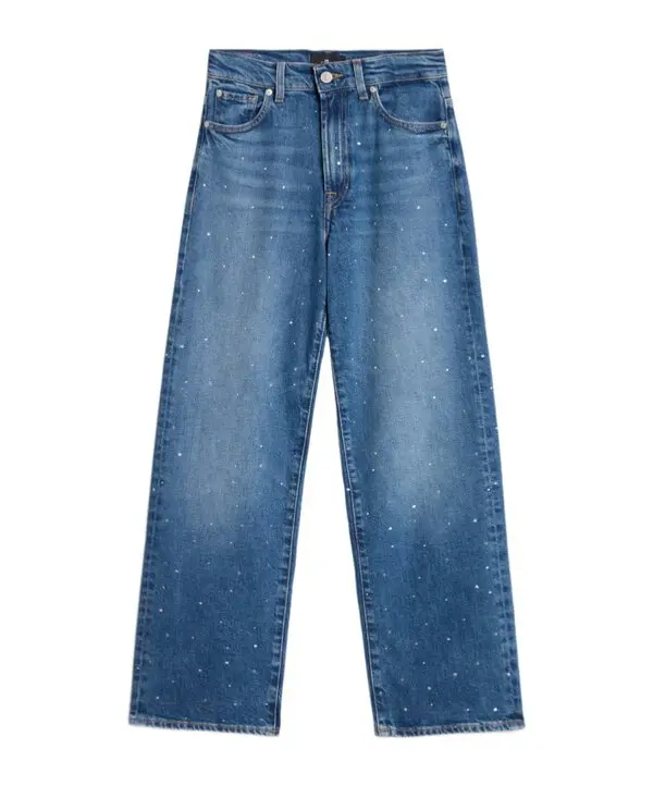 7 For All Mankind Embellished Stovepipe Straight Ankle Jeans