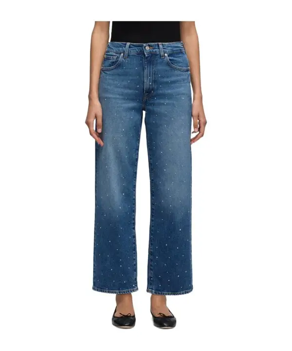 7 For All Mankind Embellished Stovepipe Straight Ankle Jeans