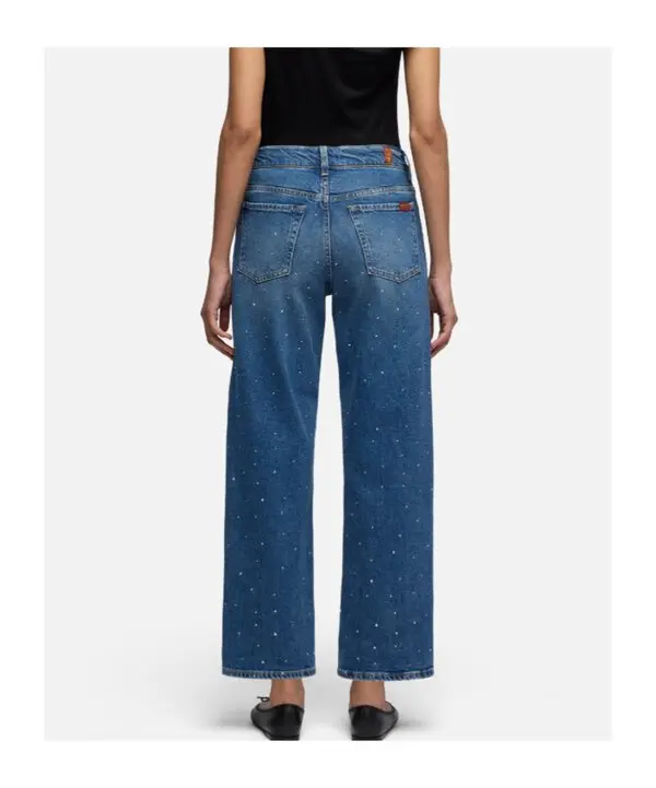 7 For All Mankind Embellished Stovepipe Straight Ankle Jeans