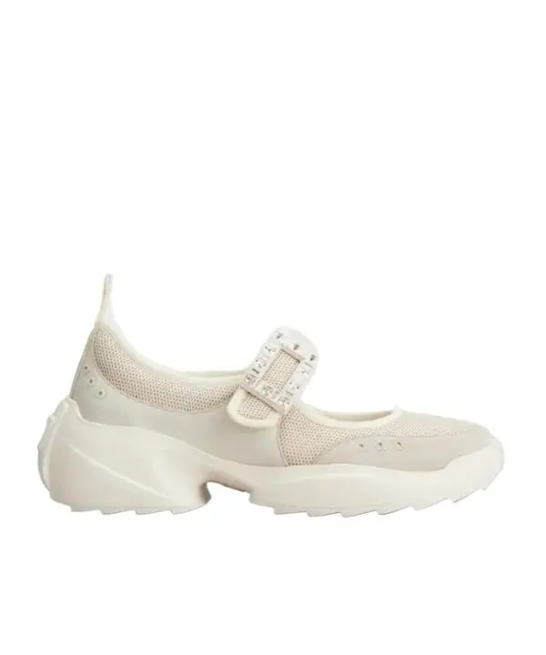 ROGER VIVIER Viv On The Run Mary Janes With Rhinestone Buckle - Beige
