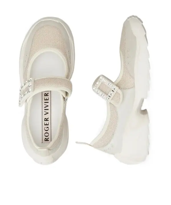 ROGER VIVIER Viv On The Run Mary Janes With Rhinestone Buckle