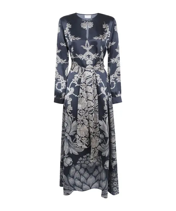 PIERRE-LOUIS MASCIA Printed Long Sleeve Maxi Dress