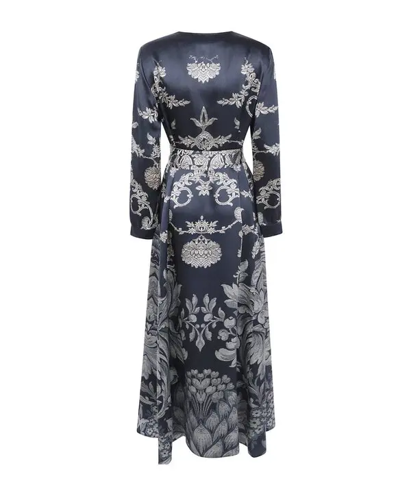 PIERRE-LOUIS MASCIA Printed Long Sleeve Maxi Dress