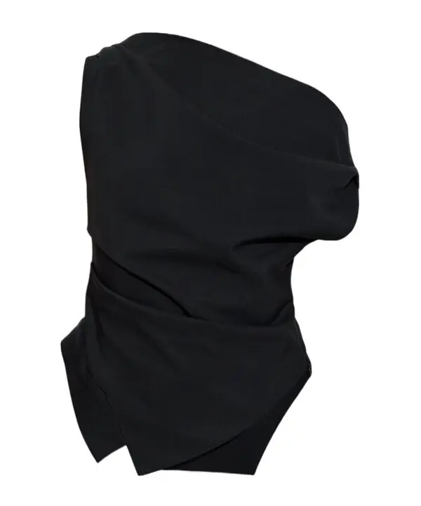 RÓHE Off-the-shoulder Pleated Top With Asymmetrical Hem - Black