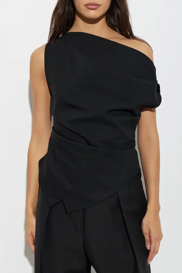 RÓHE Off-the-shoulder Pleated Top With Asymmetrical Hem