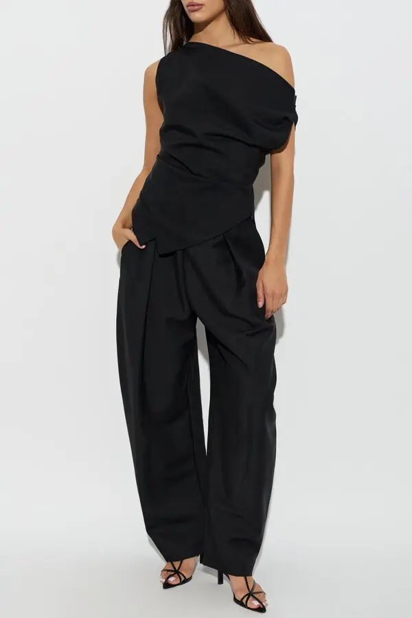 RÓHE Off-the-shoulder Pleated Top With Asymmetrical Hem