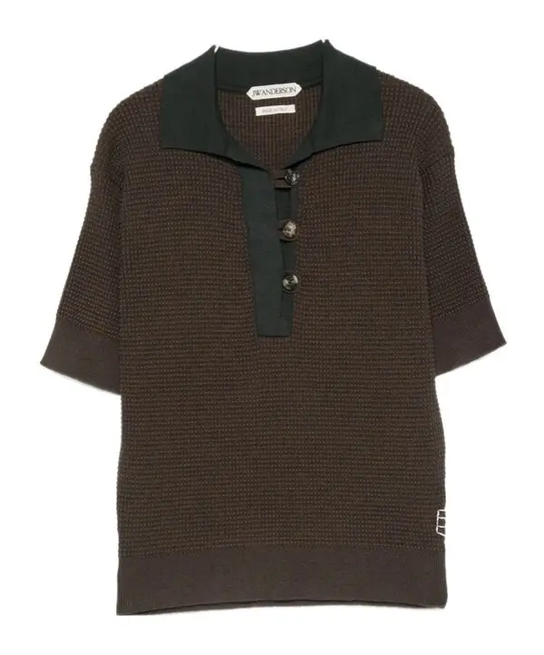 J.W.ANDERSON Knitted Short-sleeved Polo Shirt - Black