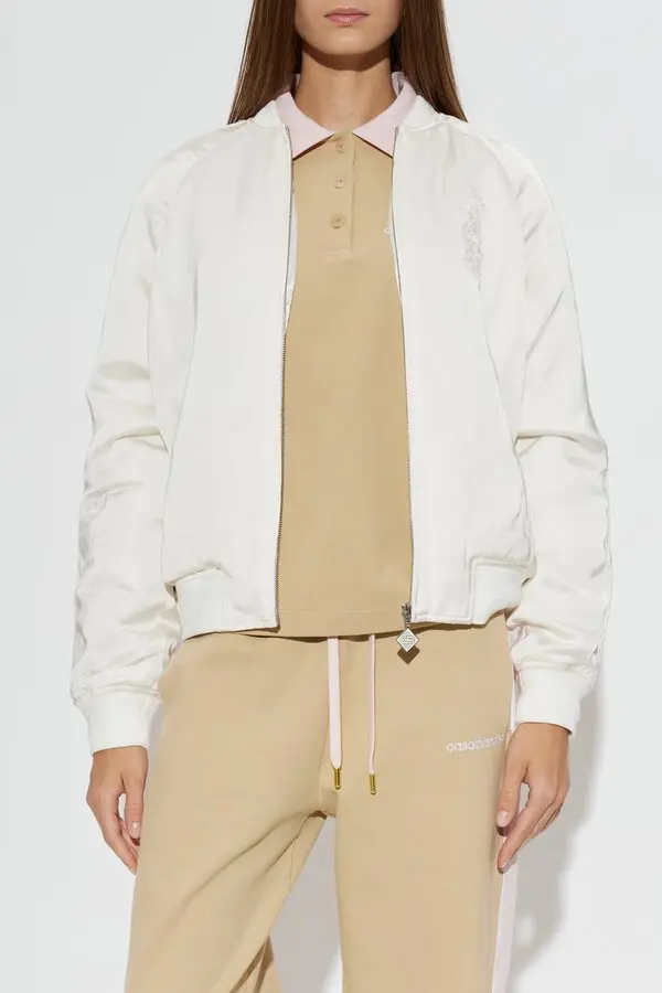 Casablanca Embroidered Satin Bomber Jacket