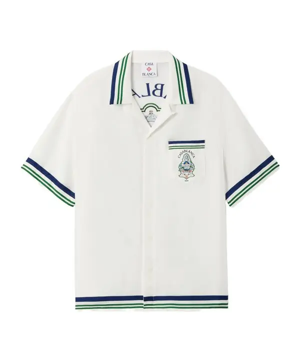 Casablanca Hotel Emblem Silk Shirt - White