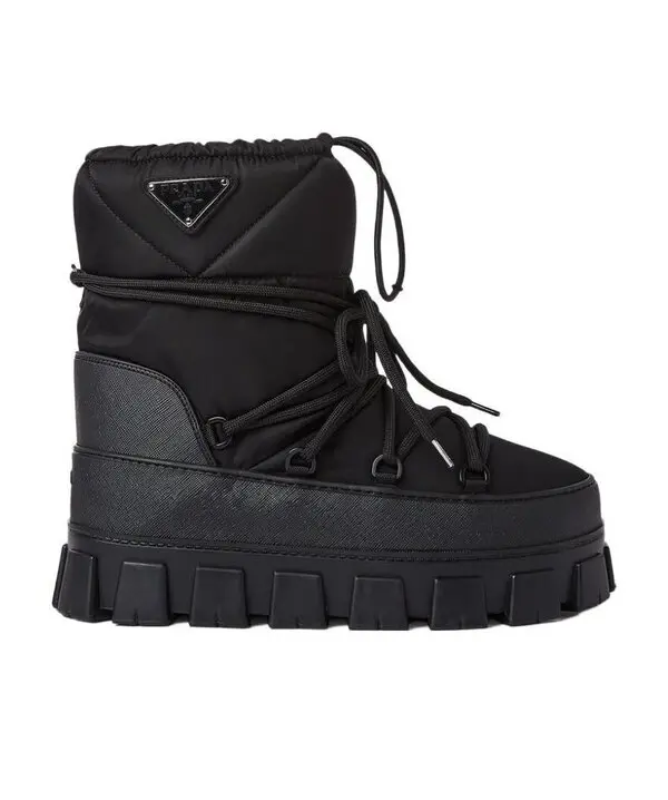 Prada Logo Lac-up Booties