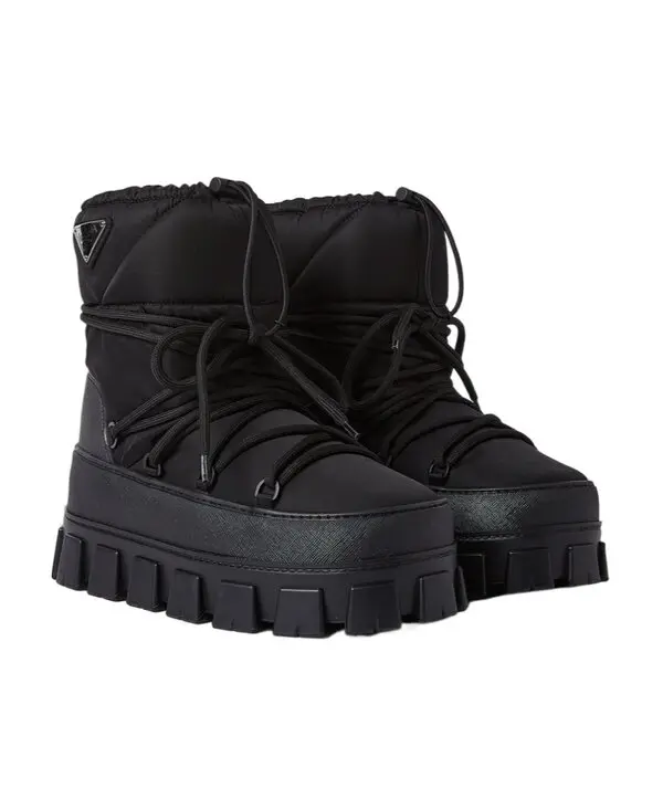 Prada Logo Lac-up Booties