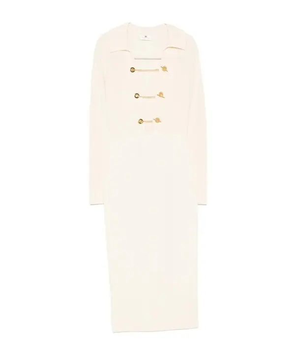 Elisabetta Franchi Long Sleeve Dress - Beige